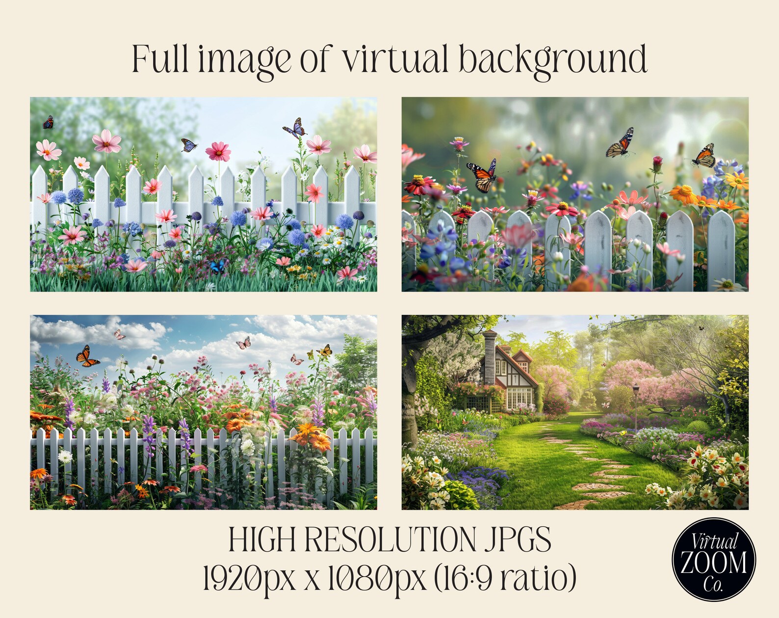 Zoom Background Cottage Garden Picket Fence Professional Zoom Image ...
