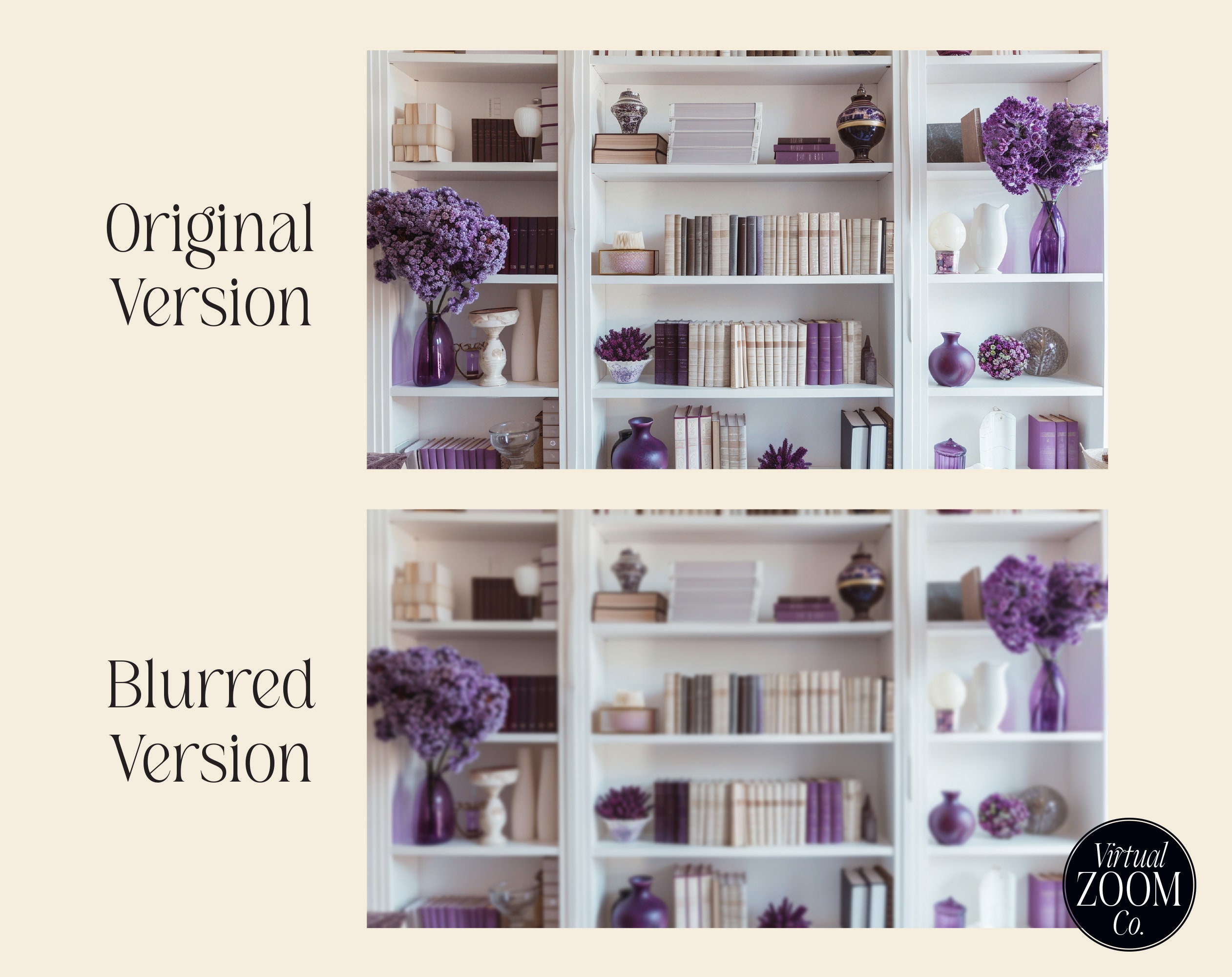 Zoom Background Purple Bookshelf Virtual Background Digital Background ...