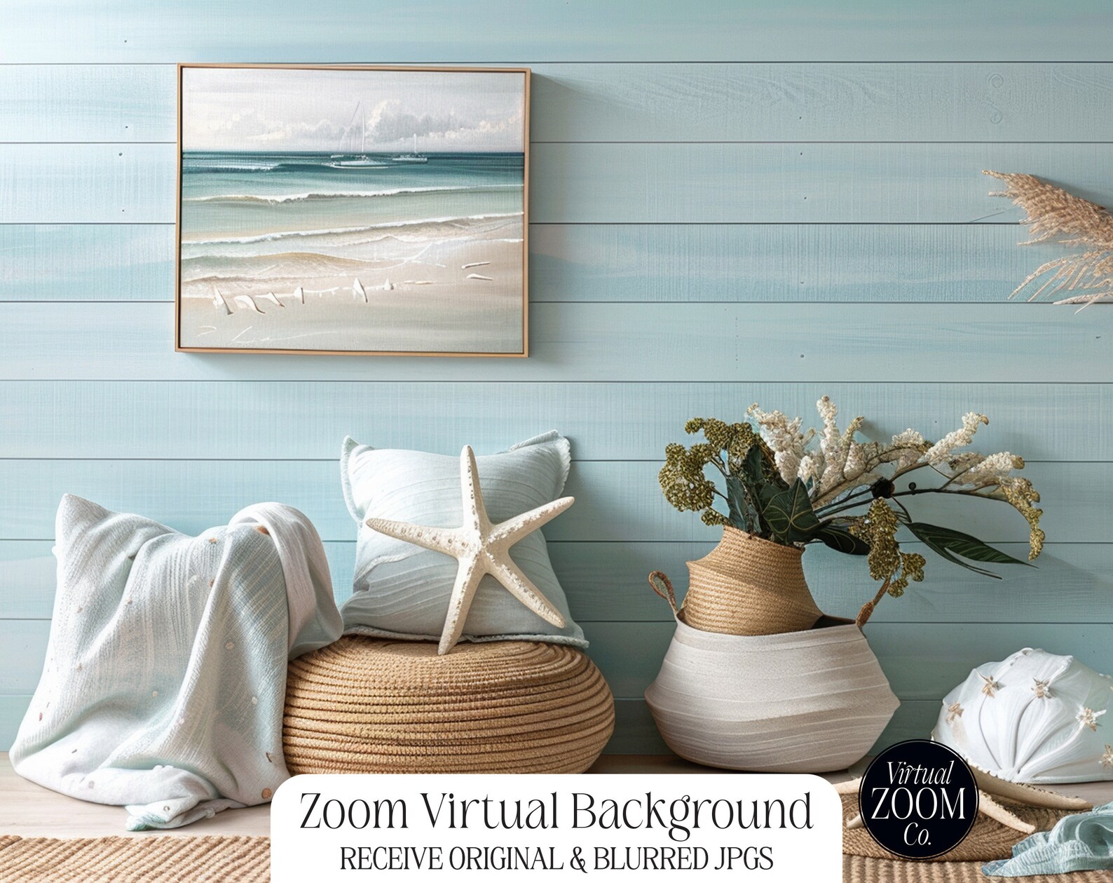 Zoom Background Coastal Beach Boho Home Beach House Summer Beach Home ...