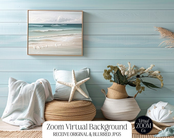 Zoom Background Coastal Beach Boho Home Beach House Summer Beach Home ...