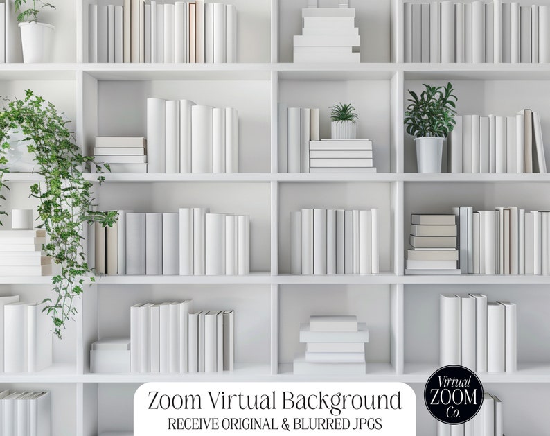Zoom Background White Bookshelf Virtual Background Bookshelf for Zoom ...