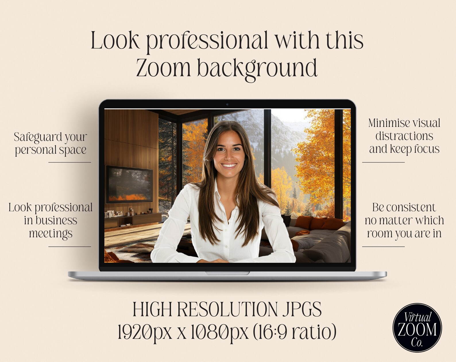 Zoom Background Rustic Cabin Virtual Background Fall Trees Backdrop ...