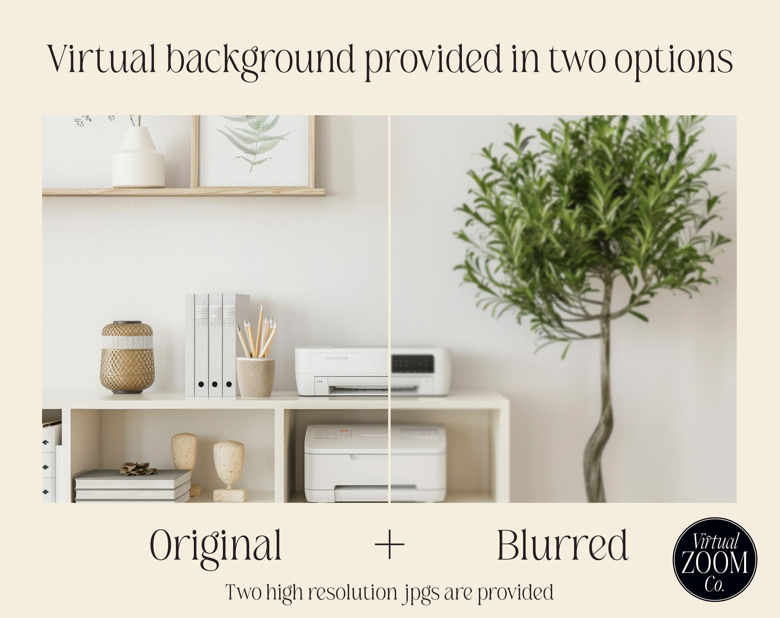 Zoom Background Home Office With Plants Professional Virtual Background ...