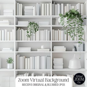 Zoom Background White Bookshelf Virtual Background Bookshelf for Zoom ...