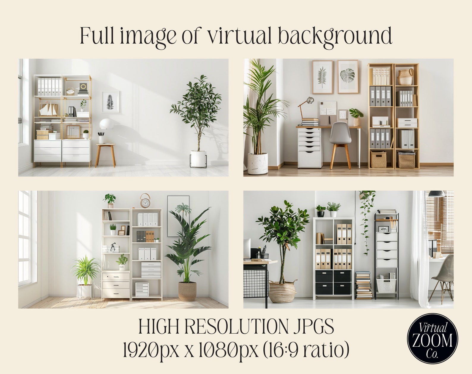 Zoom Background Home Office With Plants Professional Realistic Home ...