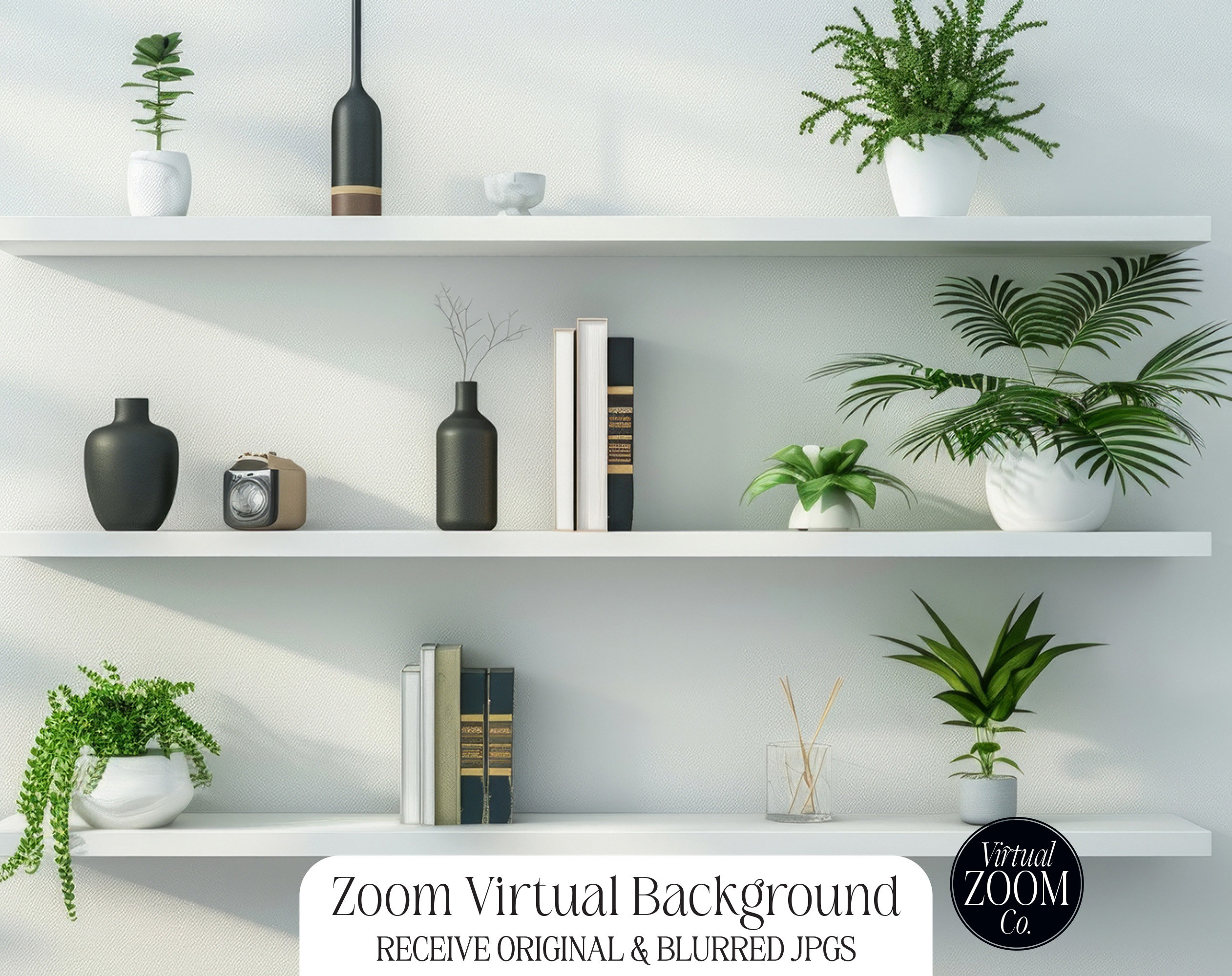 Zoom Background Minimalist White Shelving With Plants Zoom Meeting Zoom ...
