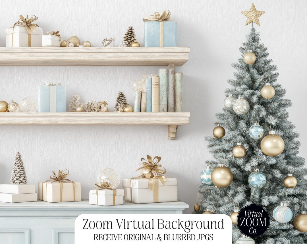 Christmas Zoom Background Blue Shelving Background Virtual Background ...