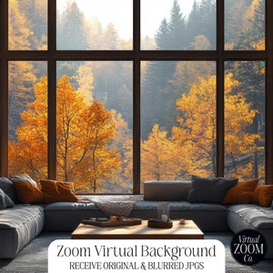 Zoom Background Cabin Virtual Background Fall Trees Backdrop Zoom Image ...