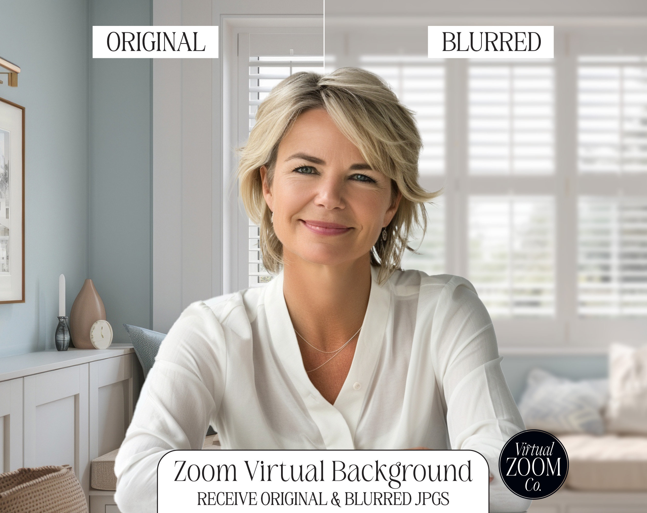 Zoom Background Calming Home Zoom Window Seat Boho Blue Beach Home ...
