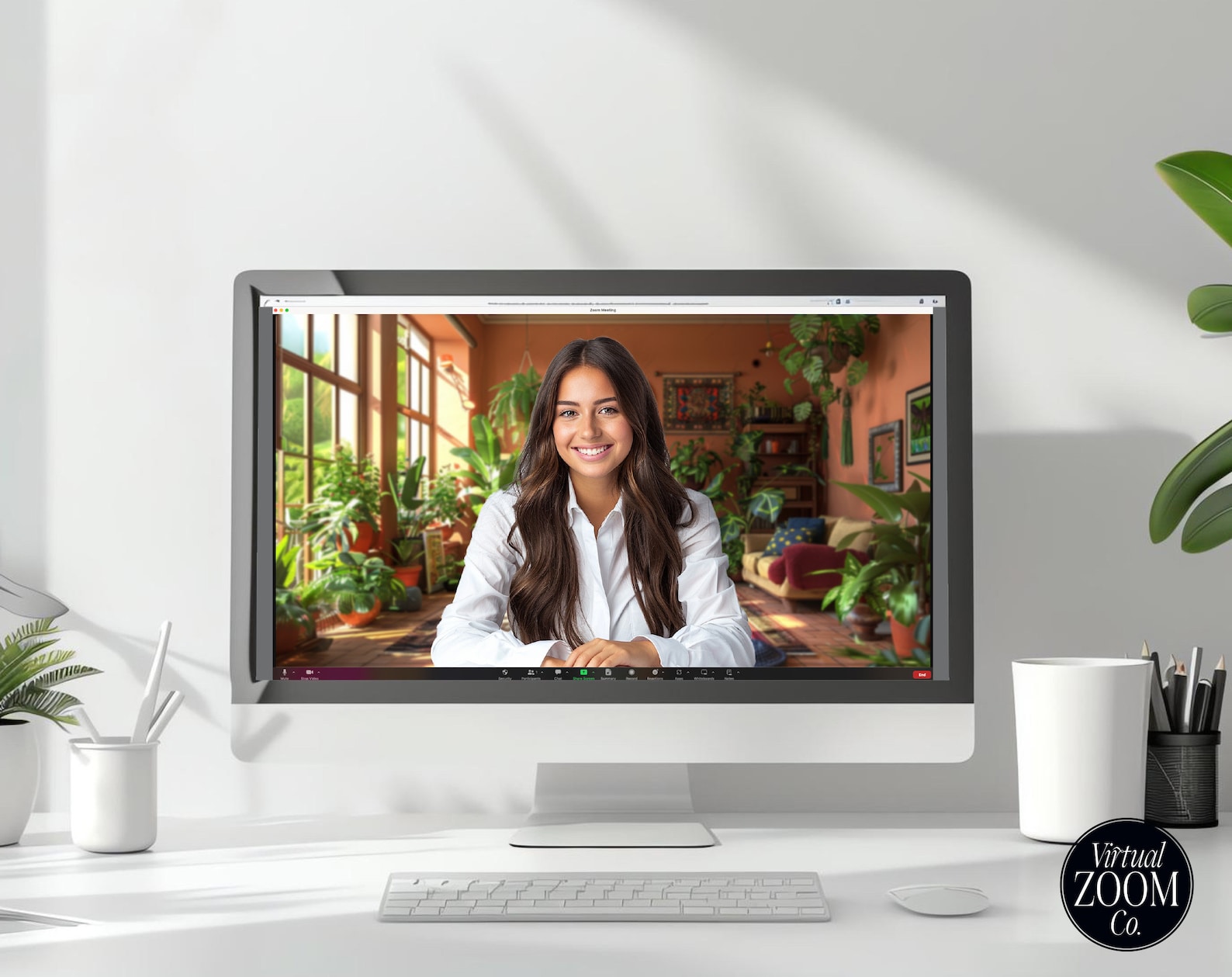 Zoom Background Plant Zoom Background Boho Home Plant Room Zoom Mexican ...