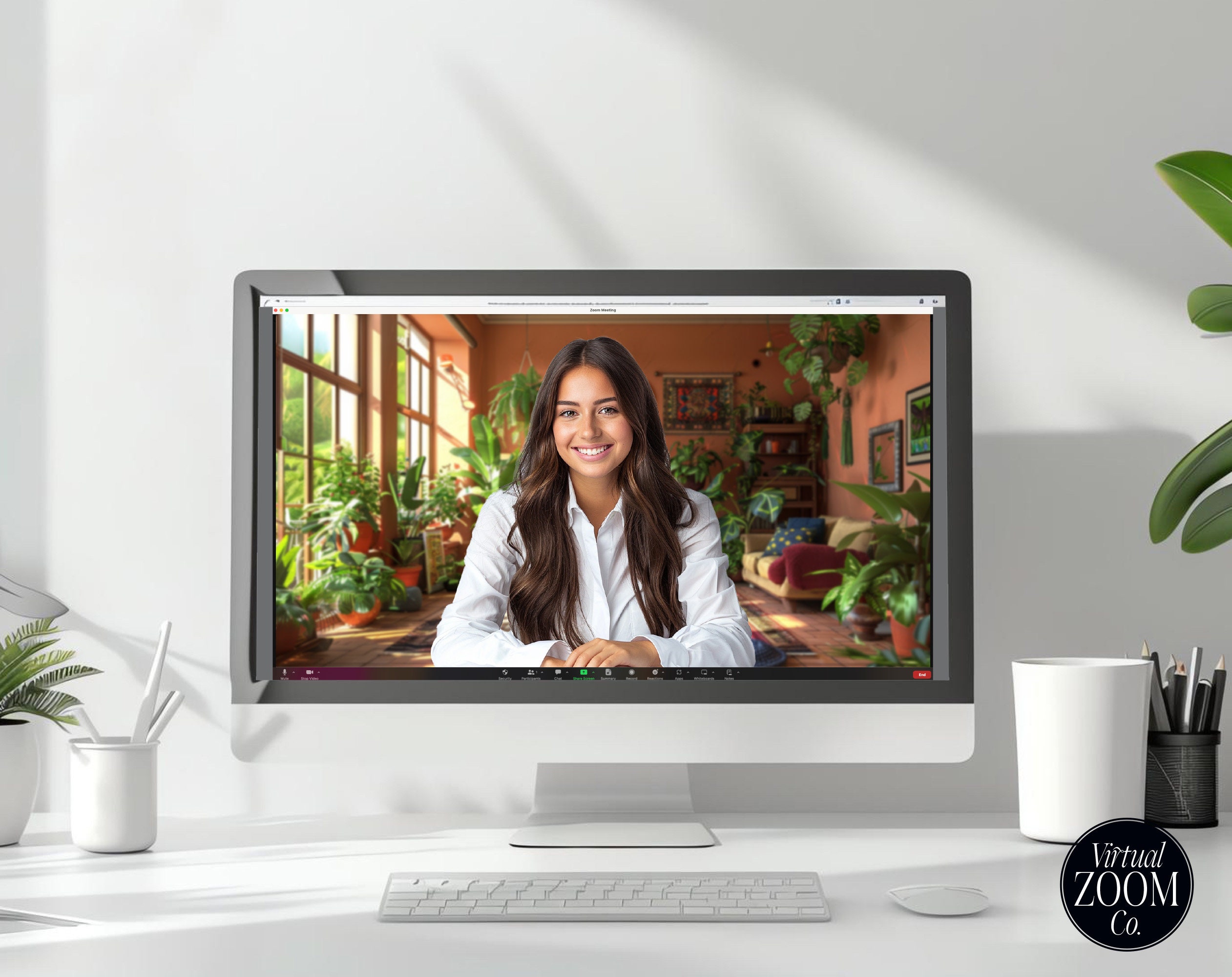 Zoom Background Plant Zoom Background Boho Home Plant Room Zoom Mexican ...