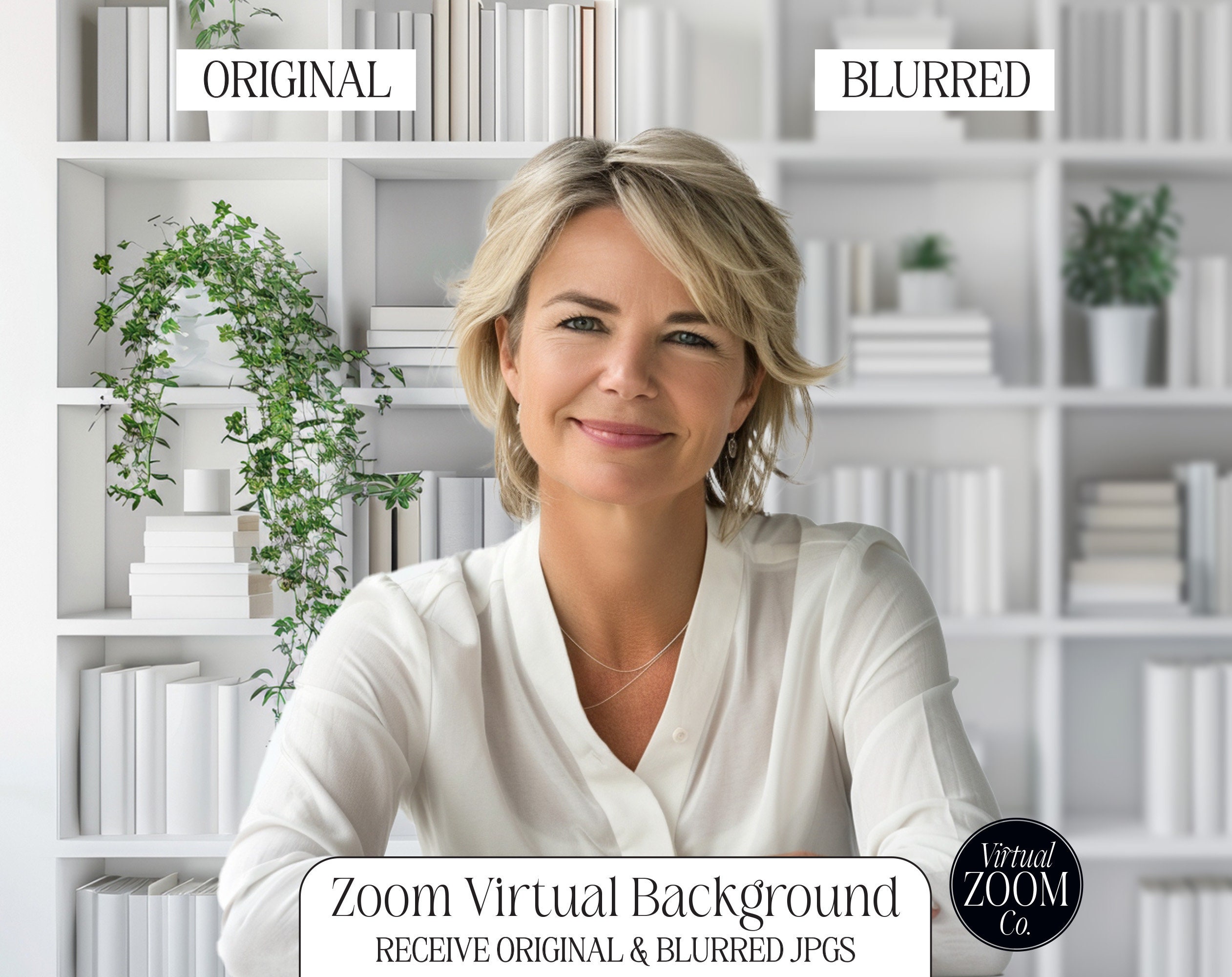 Zoom Background White Bookshelf Virtual Background Bookshelf for Zoom ...