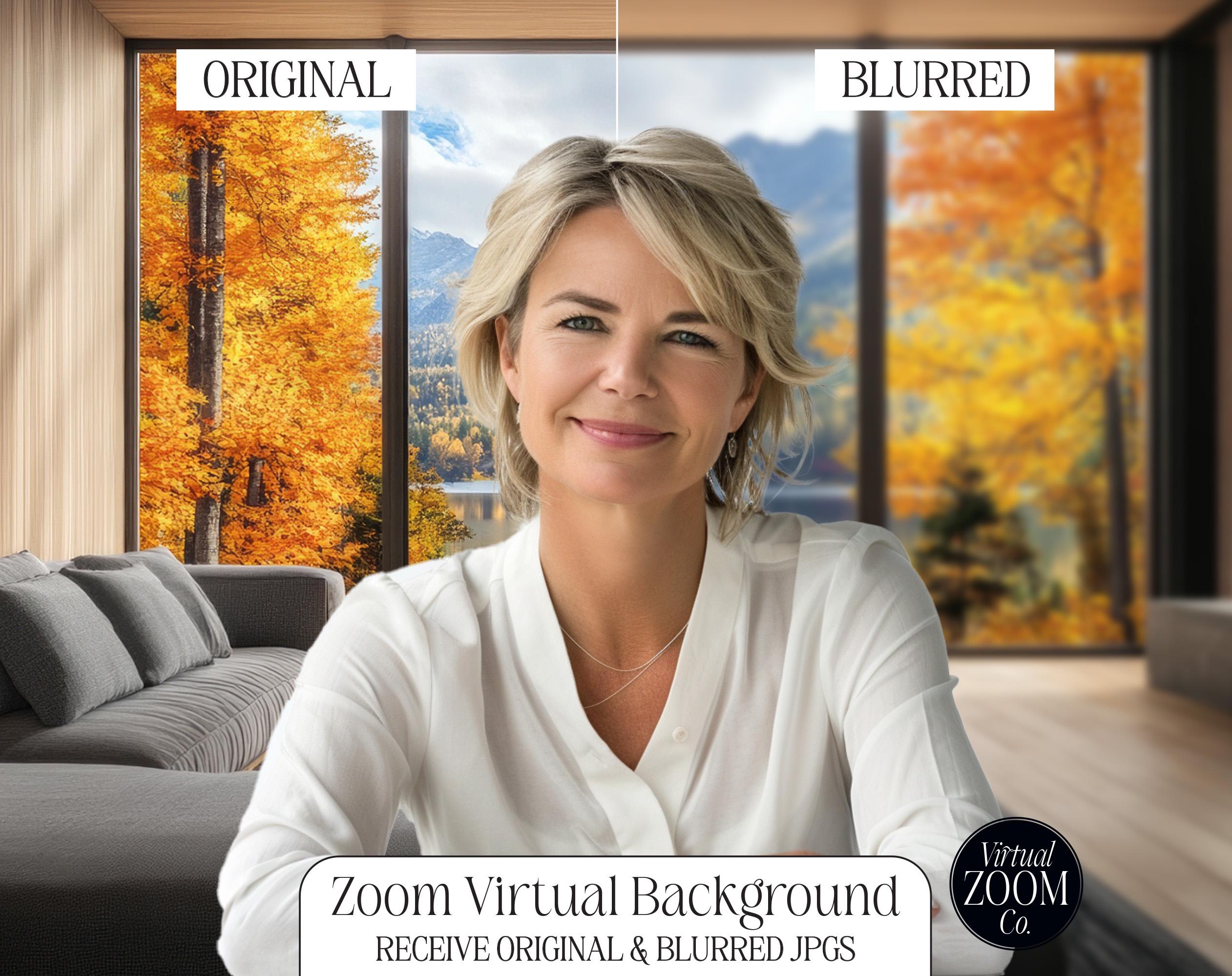 Zoom Background Chalet Cabin With Lake Virtual Background Fall Trees ...