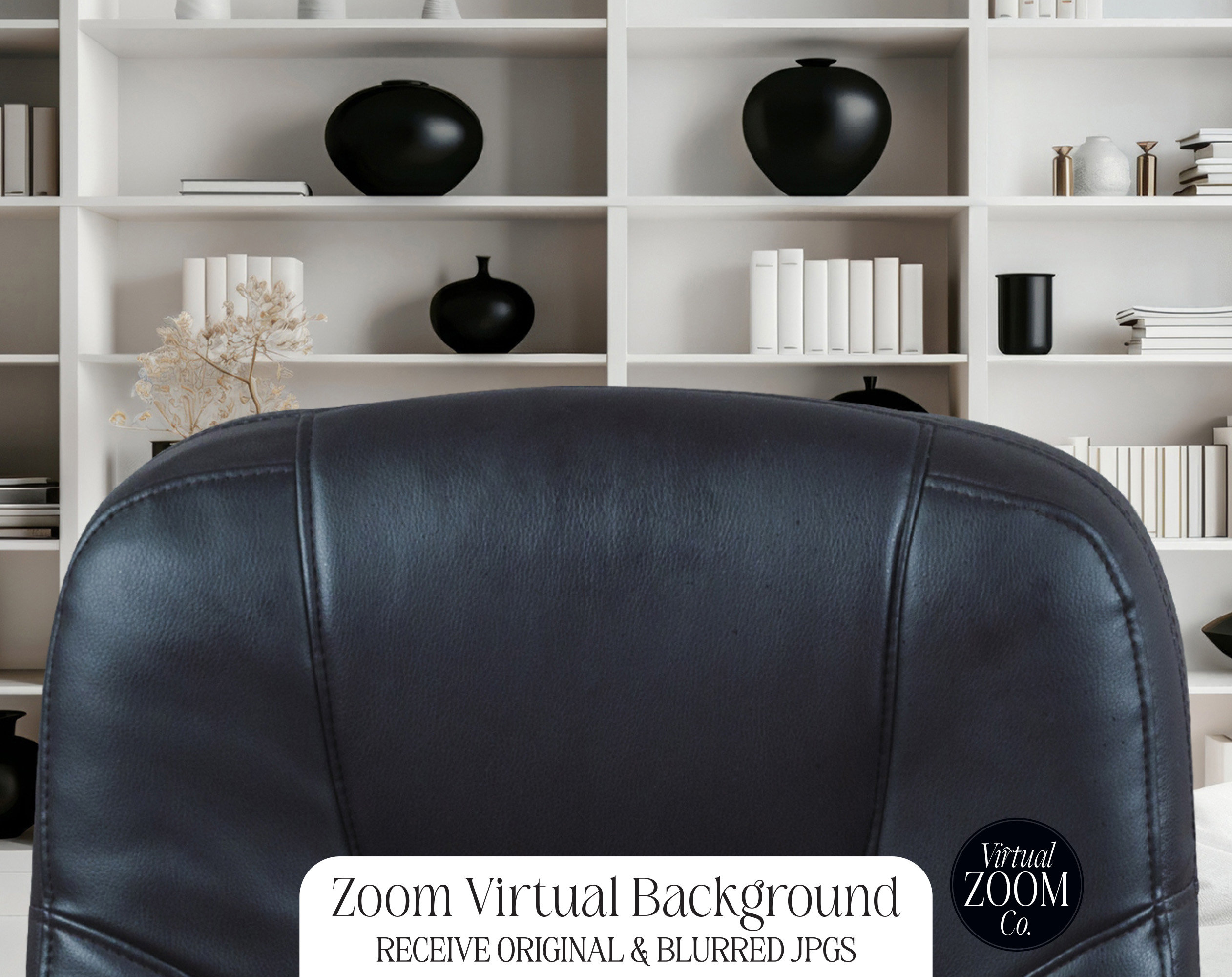 Zoom Background With Chair White Bookshelf With Black Vases Zoom With ...