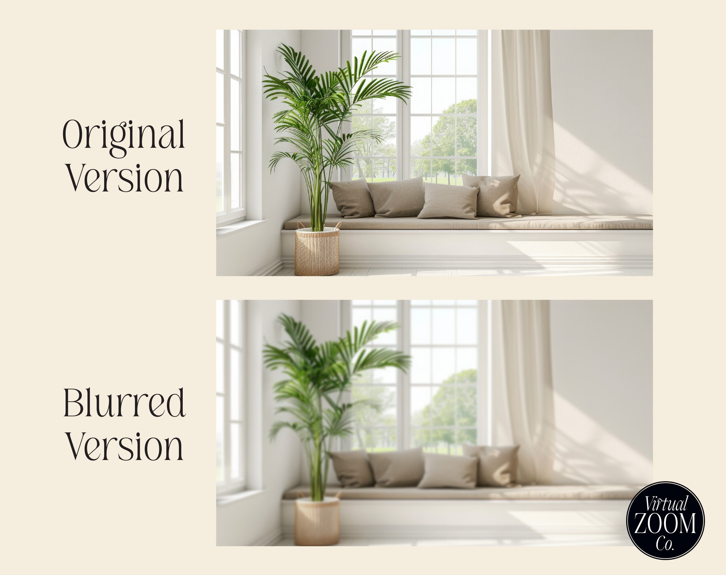 Zoom Background Calming Home Zoom Window Seat Neutral Home Virtual ...