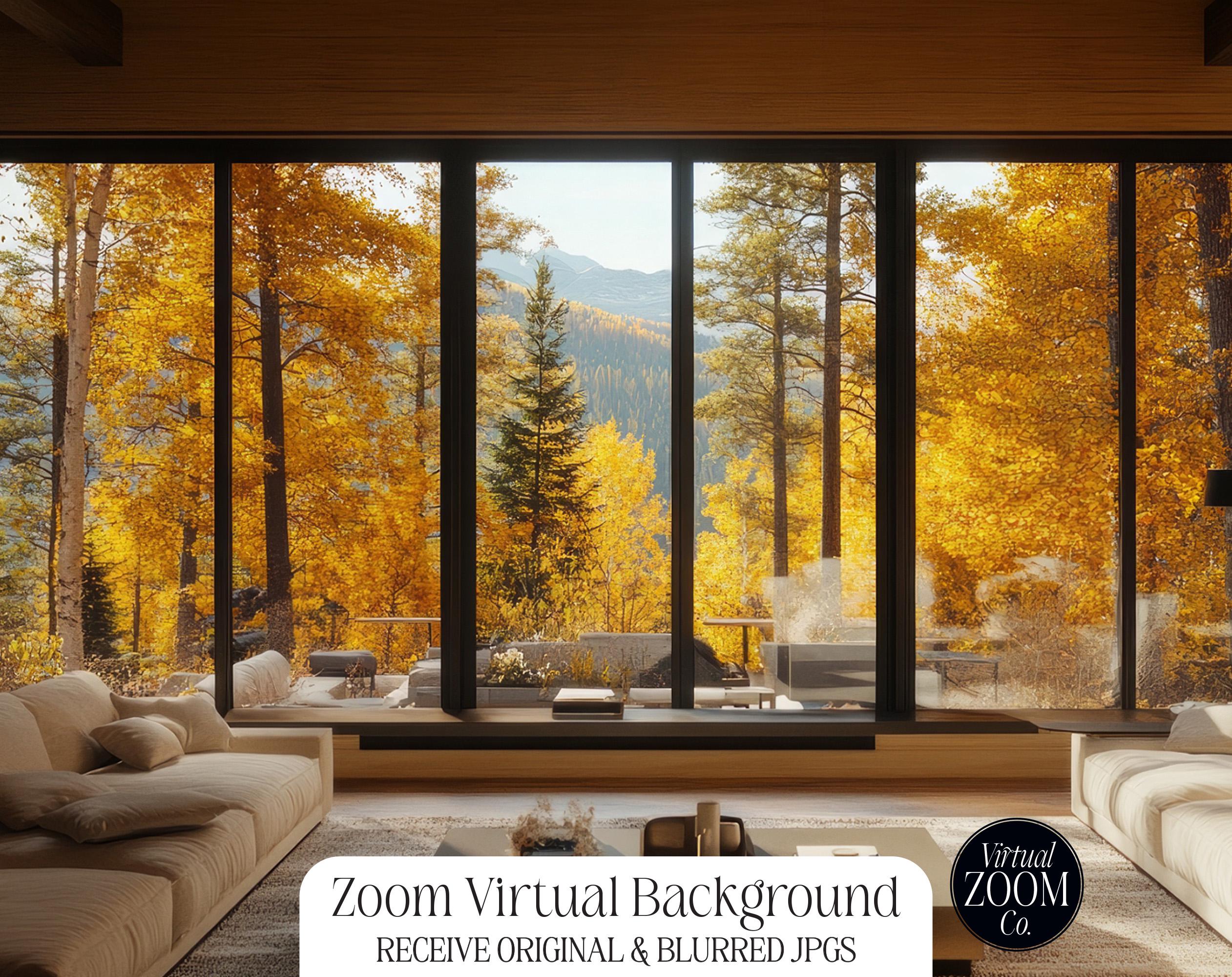 Zoom Background Chalet Cabin Virtual Background Fall Trees Backdrop ...