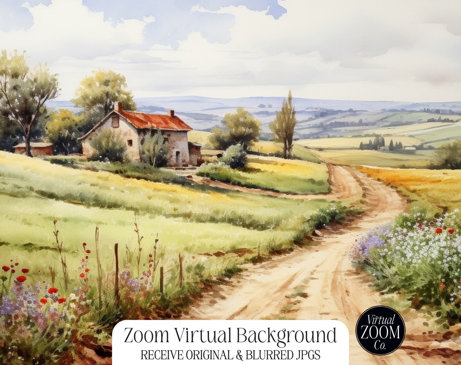 Zoom Background Country Farm Zoom Farm Painting Countryside Art Virtual ...