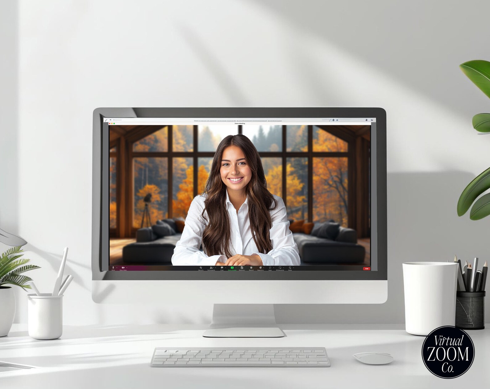 Zoom Background Cabin Virtual Background Fall Trees Backdrop Zoom Image Video Call Fall Virtual ...