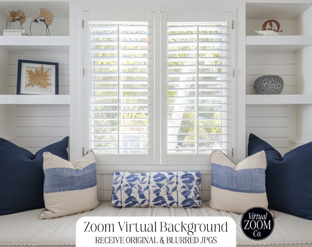 Zoom Background Coastal Hamptons Beach Zoom Window Seat Navy Summer ...