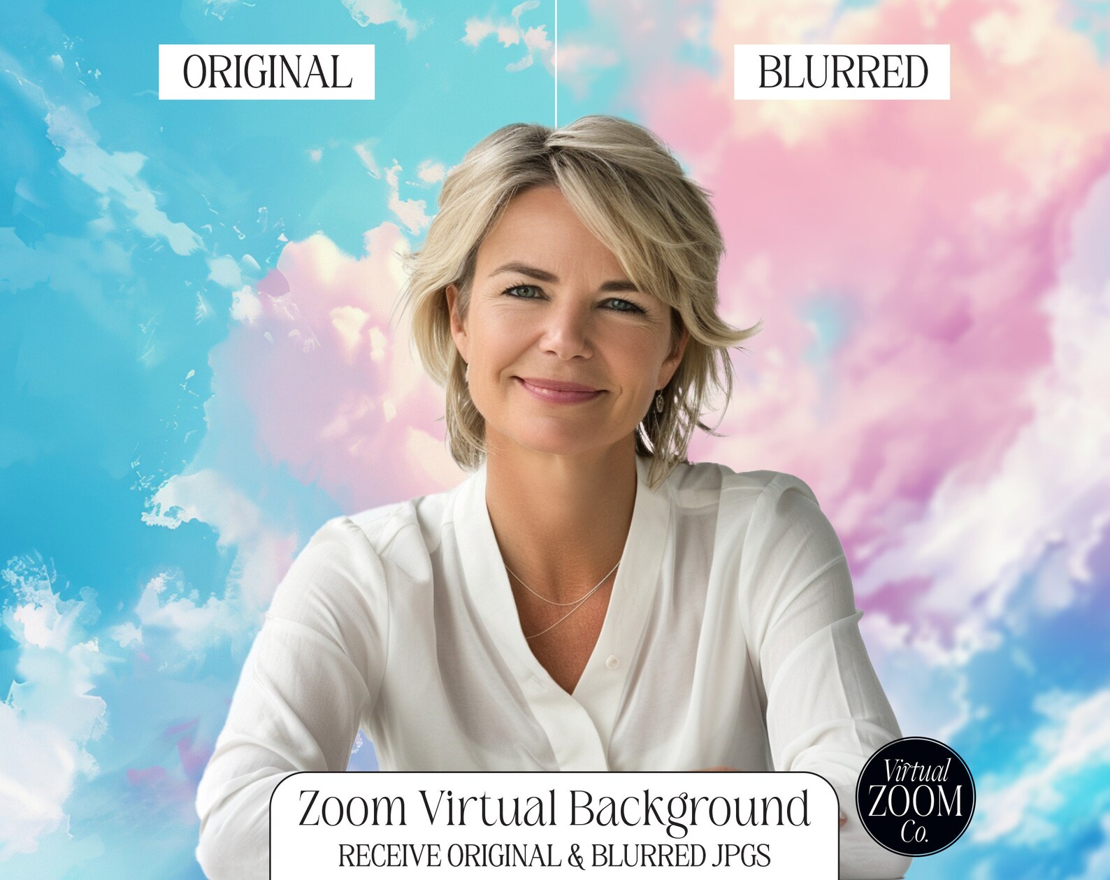 Zoom Background, Pastel Sky Zoom, Colored Clouds, Pink and Blue Clouds ...