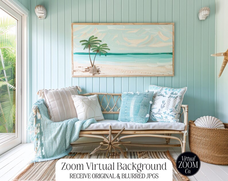 Zoom Background Coastal Beach Zoom Boho Home Beach House Summer Beach ...