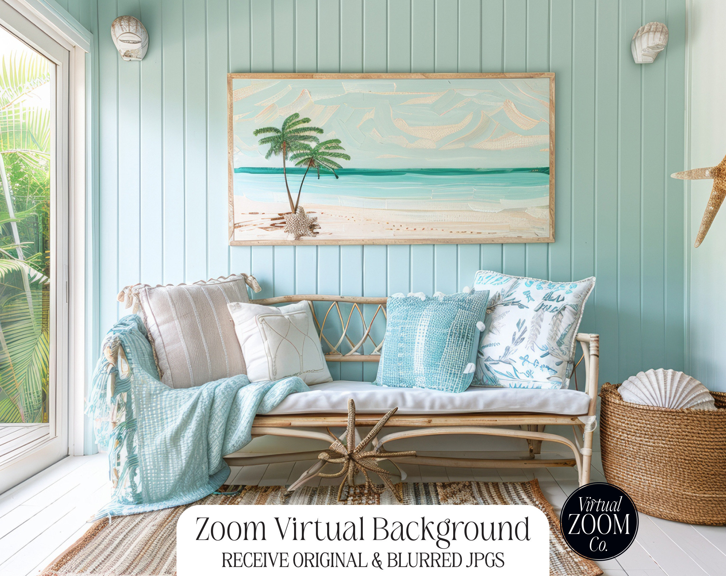 Zoom Background Coastal Beach Zoom Boho Home Beach House Zoom ...