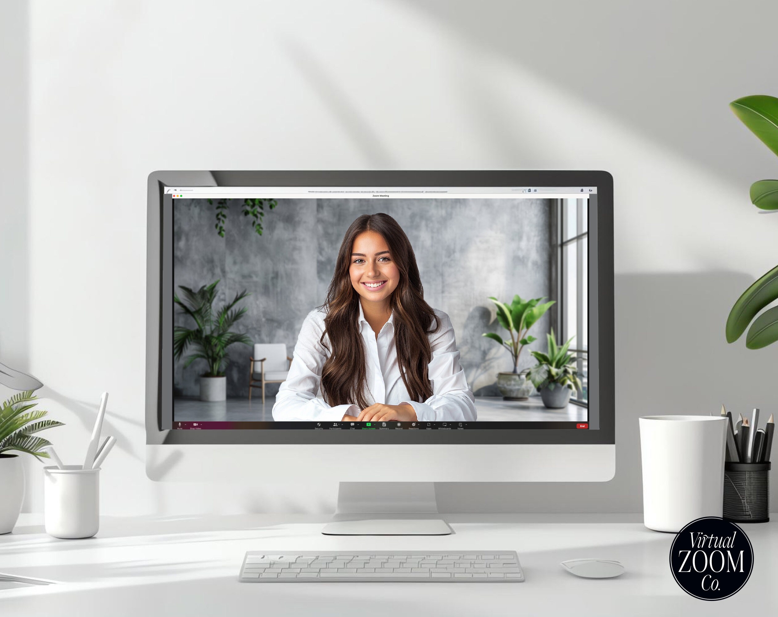 Zoom Background Concrete Wall With Plants Plant Background Wall Virtual ...