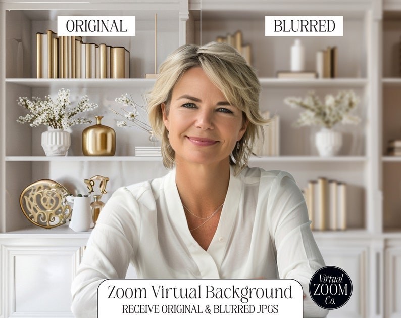 Zoom Background Gold Bookshelf Gold Virtual Background Bookshelf for ...