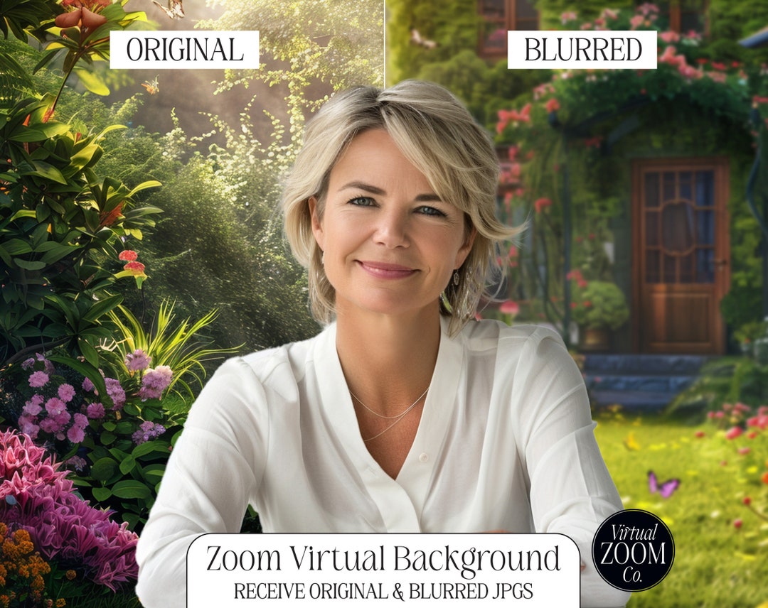 Zoom Background, Spring Cottage Garden Zoom, Zoom Photo, Picket Fence ...