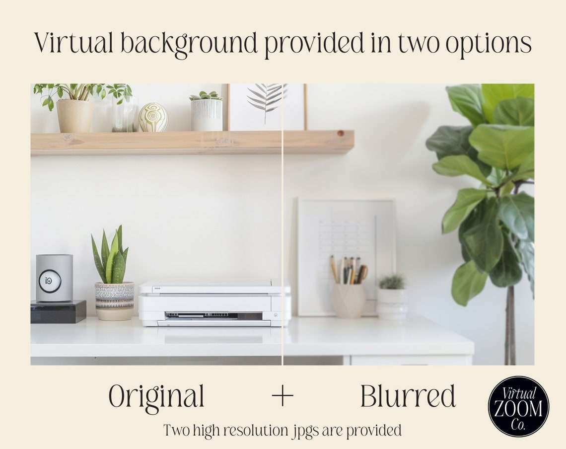 Zoom Background Home Office With Plants Professional Virtual Background ...