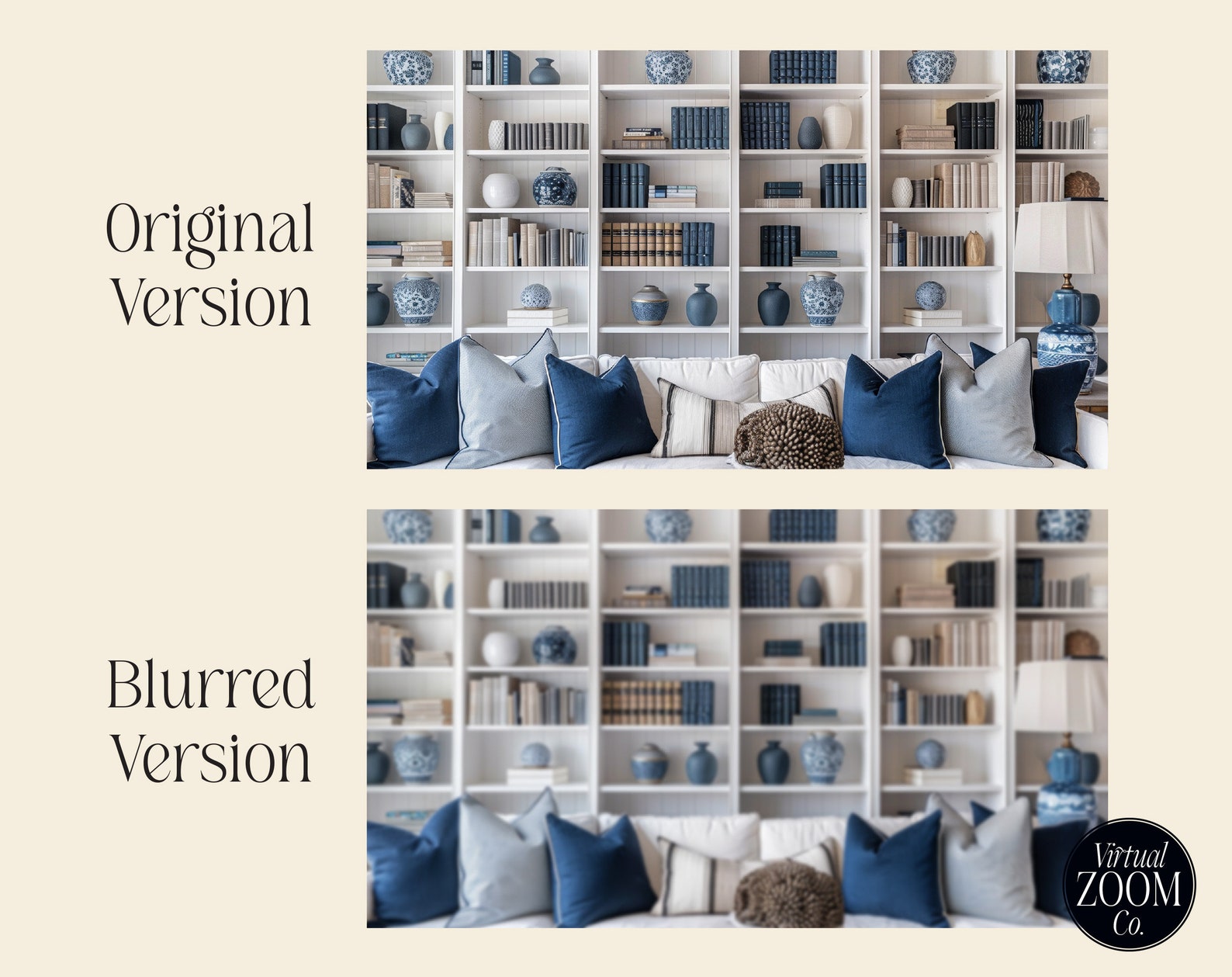 Zoom Background Bookshelf Navy Virtual Background Navy Blue Bookshelf ...