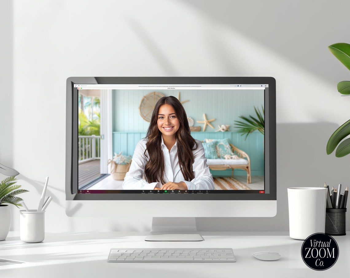 Zoom Background Coastal Beach Boho Home Beach House Zoom Background ...