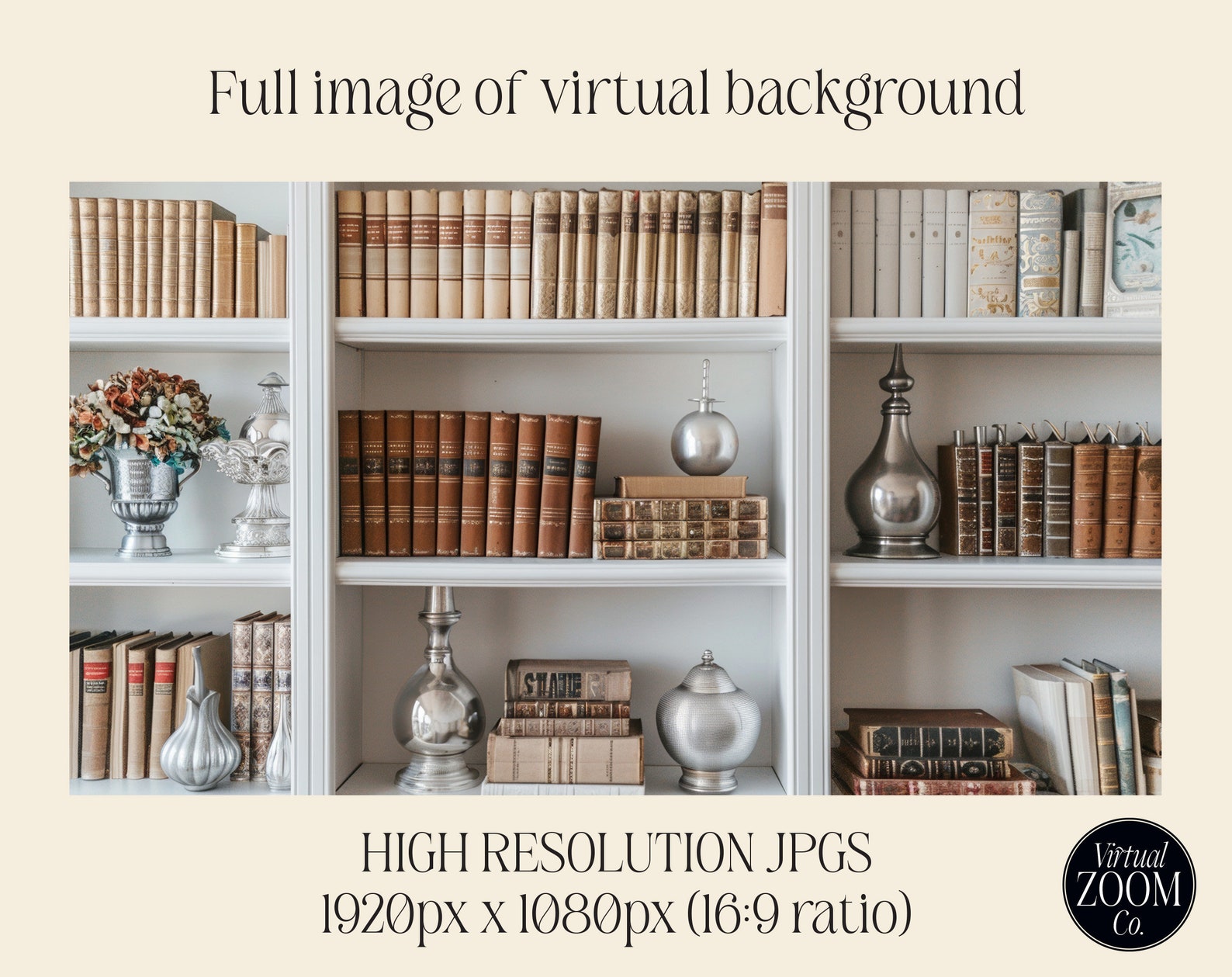 Zoom Background Bookshelf With Brown Virtual Background Bookshelf for ...