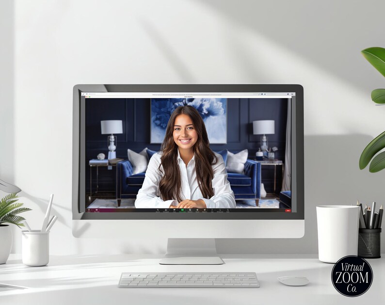 Zoom Background Navy Blue Home Luxury Home Wall Art Zoom Virtual ...