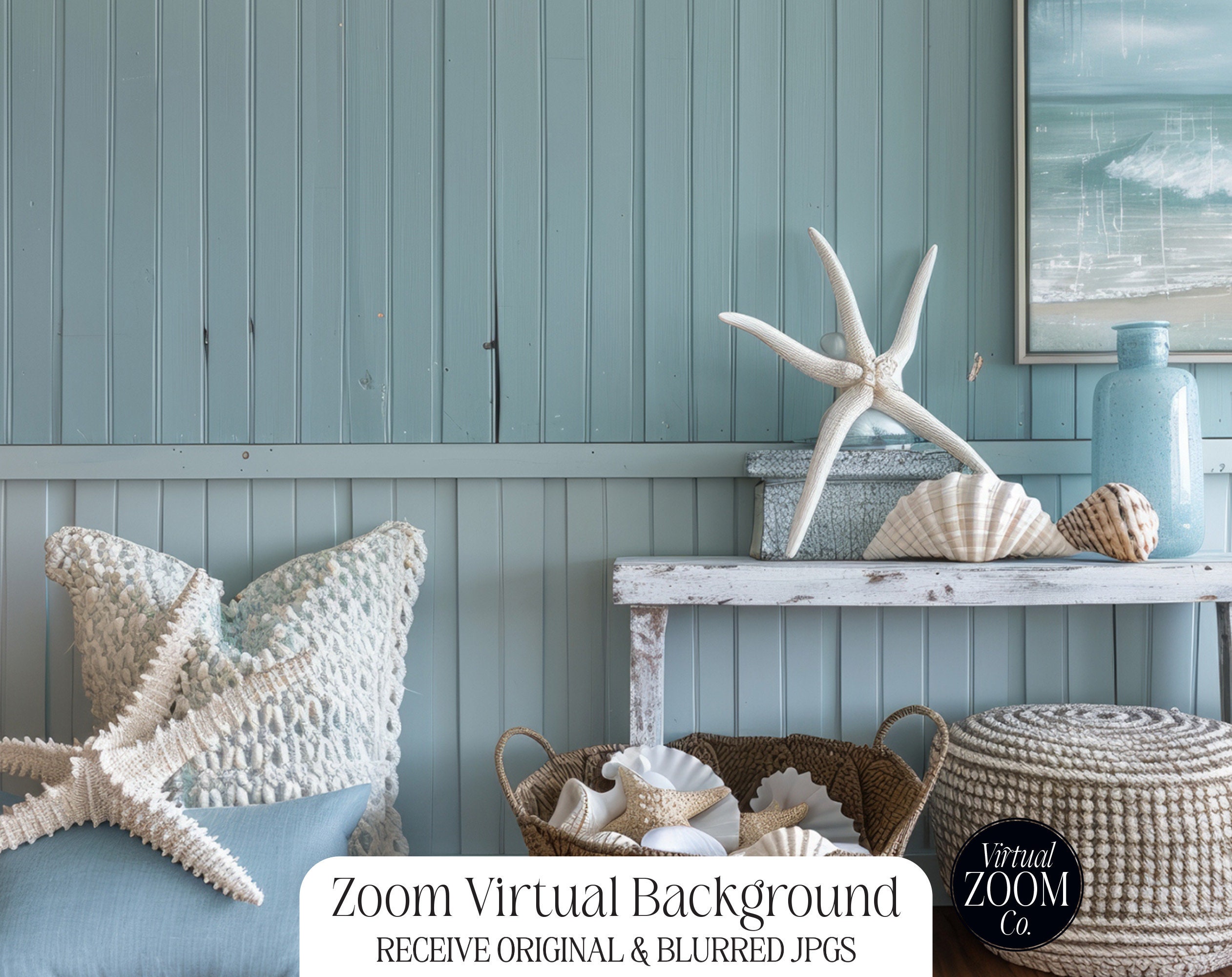 Zoom Background Coastal Hamptons Beach Zoom Summer Beach Home Virtual ...