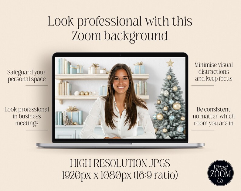 Christmas Zoom Background Blue Shelving Background Virtual Background ...