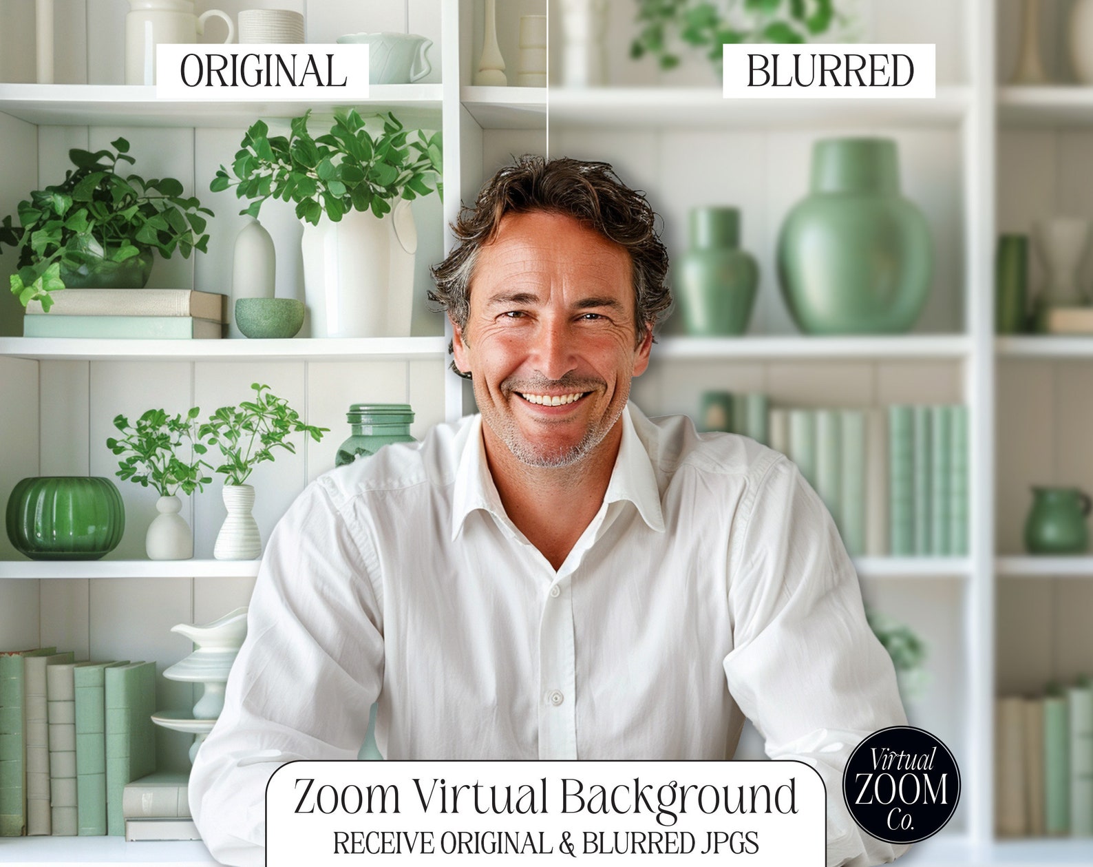 Zoom Background Bookshelf With Green Virtual Background Bookshelf for ...