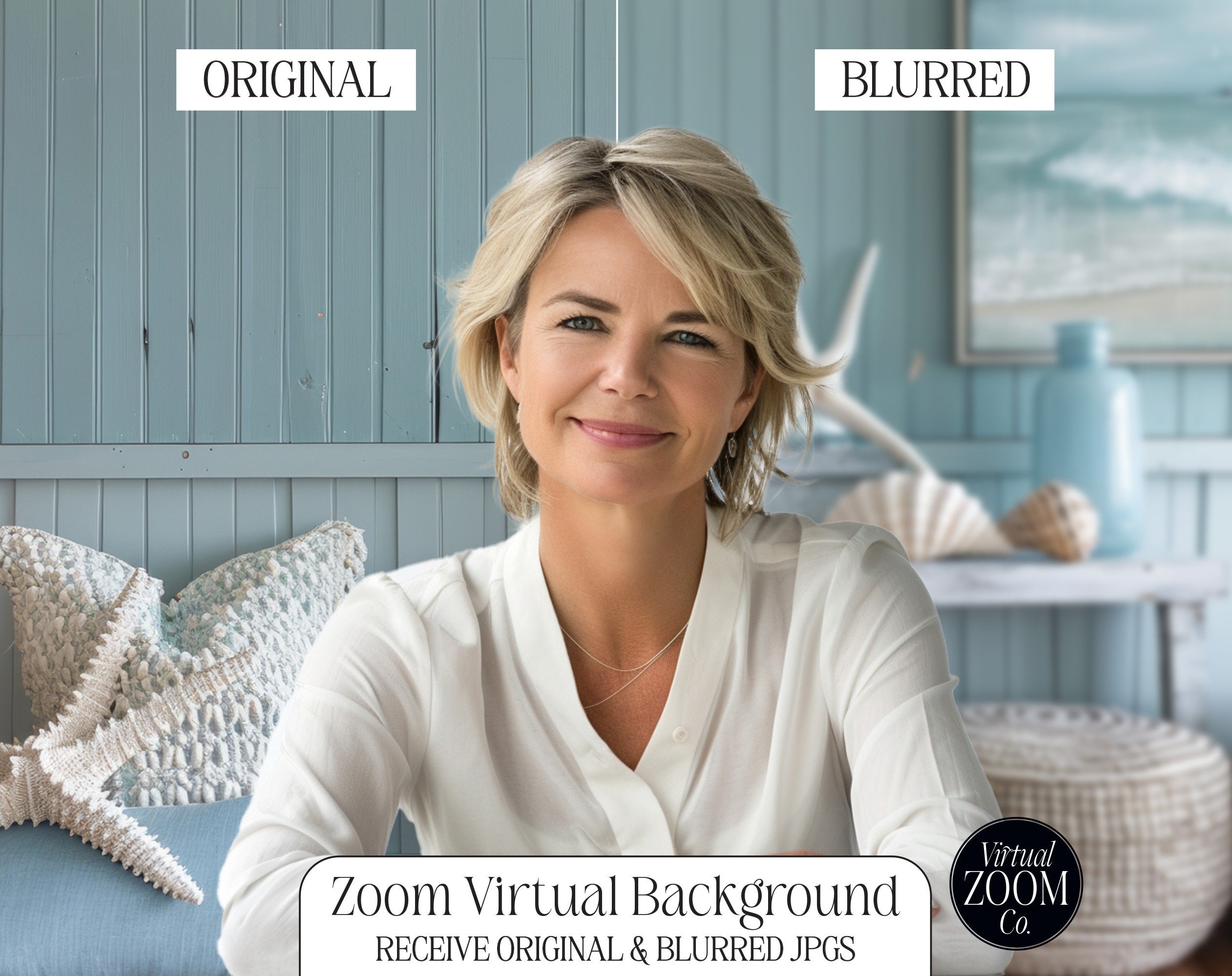 Zoom Background Coastal Hamptons Beach Zoom Summer Beach Home Virtual ...