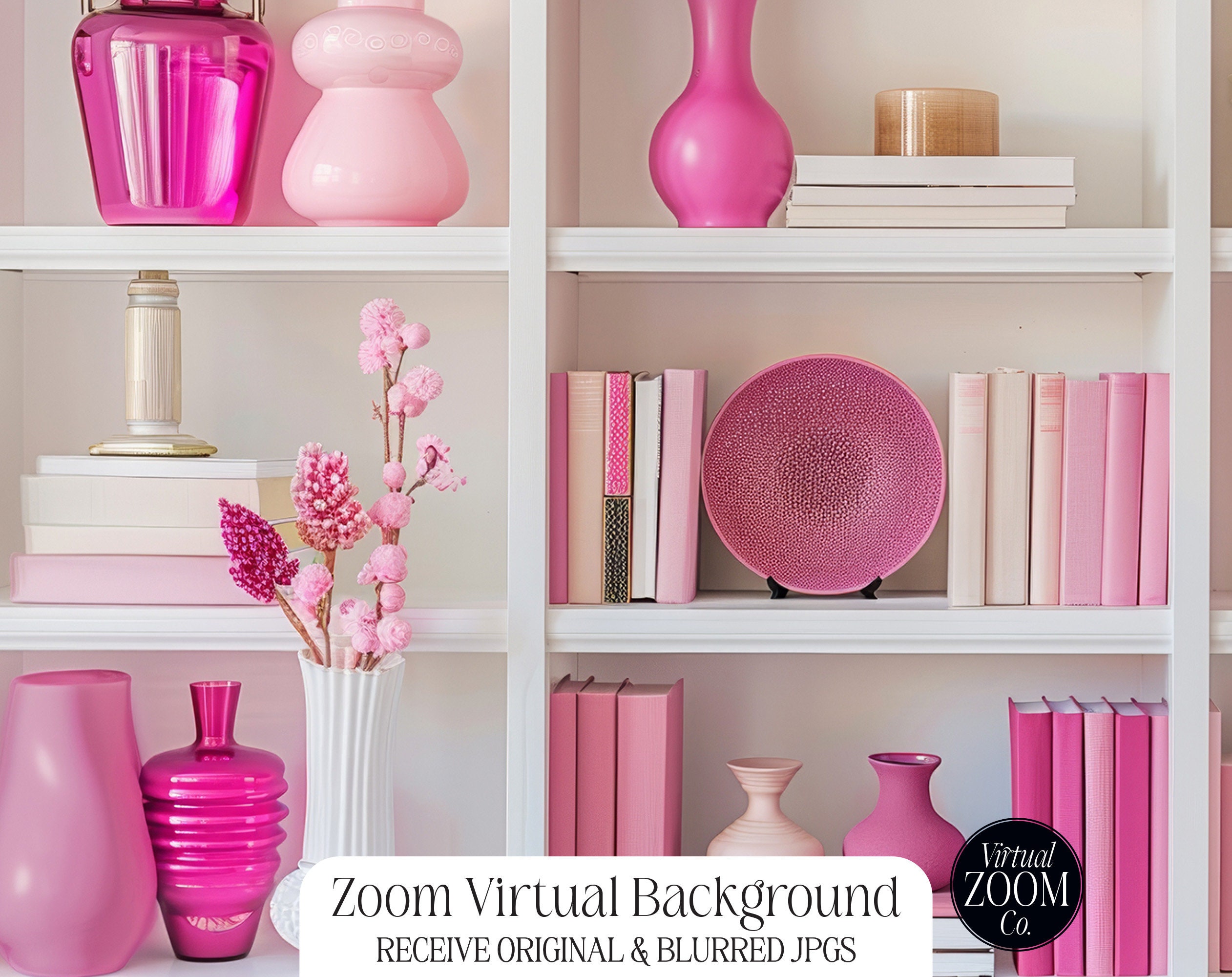 Zoom Background Hot Pink Bookshelf White Bookshelf With Pink ...