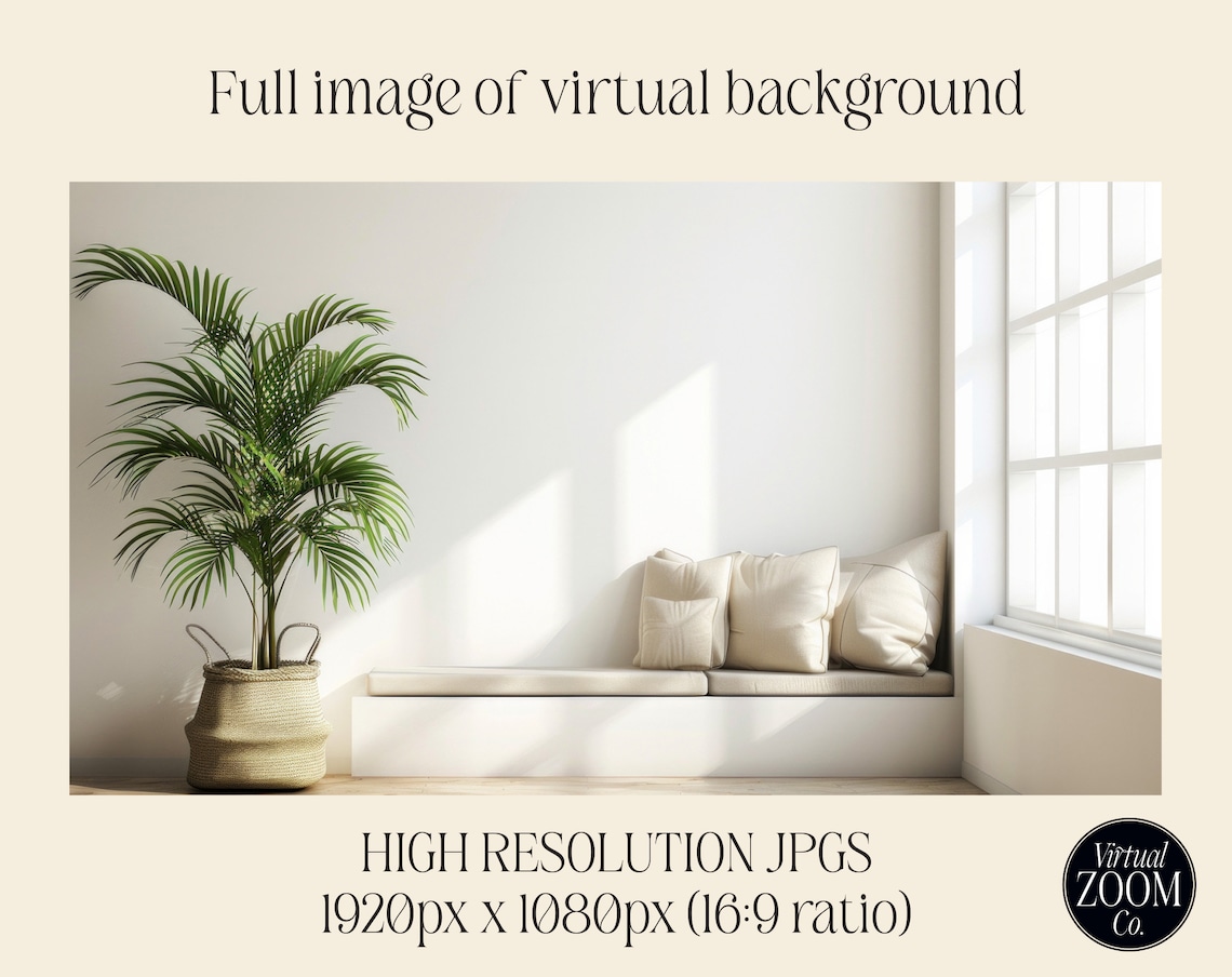 Zoom Background Calming Home Zoom Window Seat Neutral Home Virtual ...