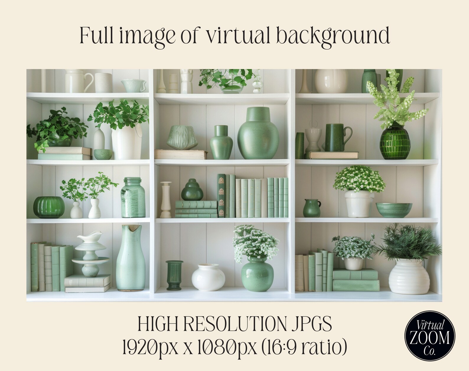 Zoom Background Bookshelf With Green Virtual Background Bookshelf for ...