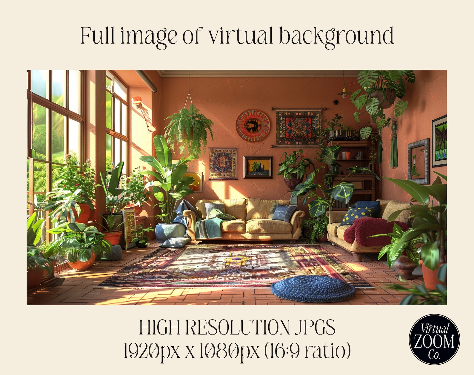 Zoom Background Plant Zoom Background Boho Home Plant Room Zoom Mexican ...