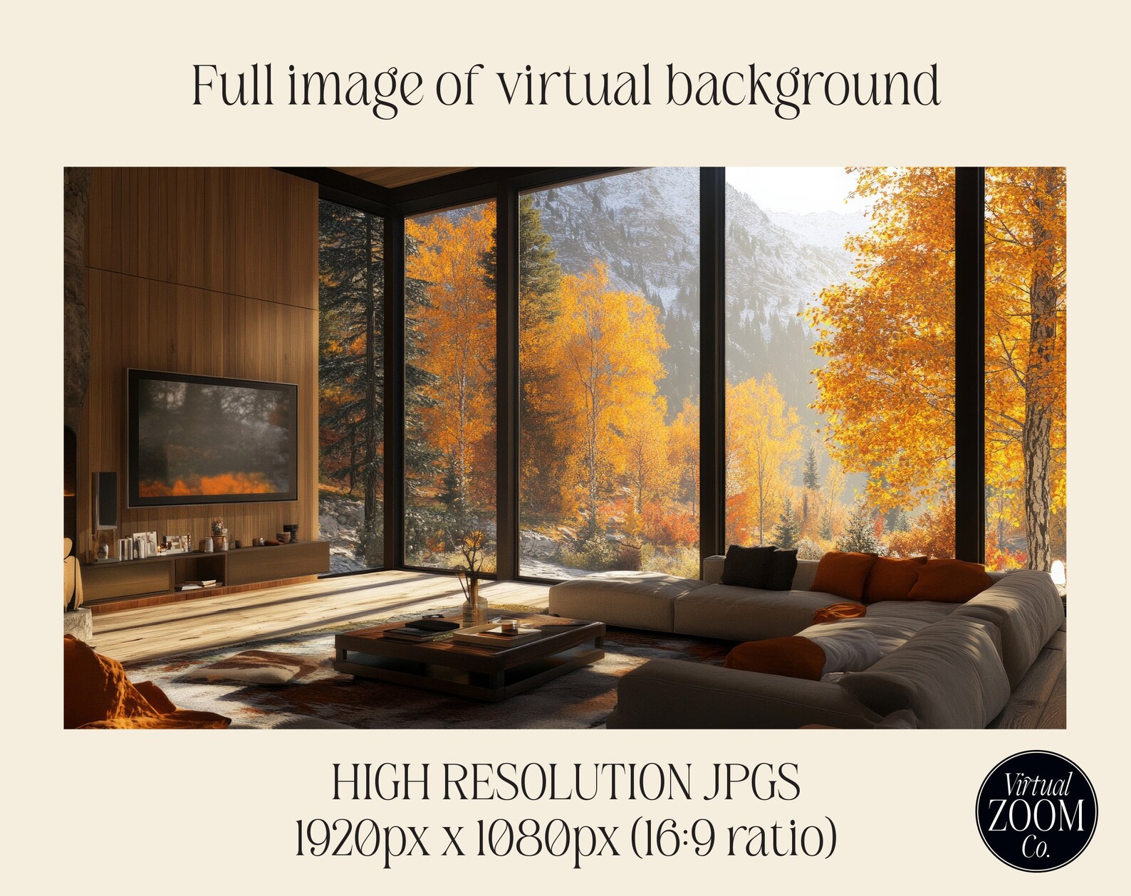 Zoom Background Rustic Cabin Virtual Background Fall Trees Backdrop ...