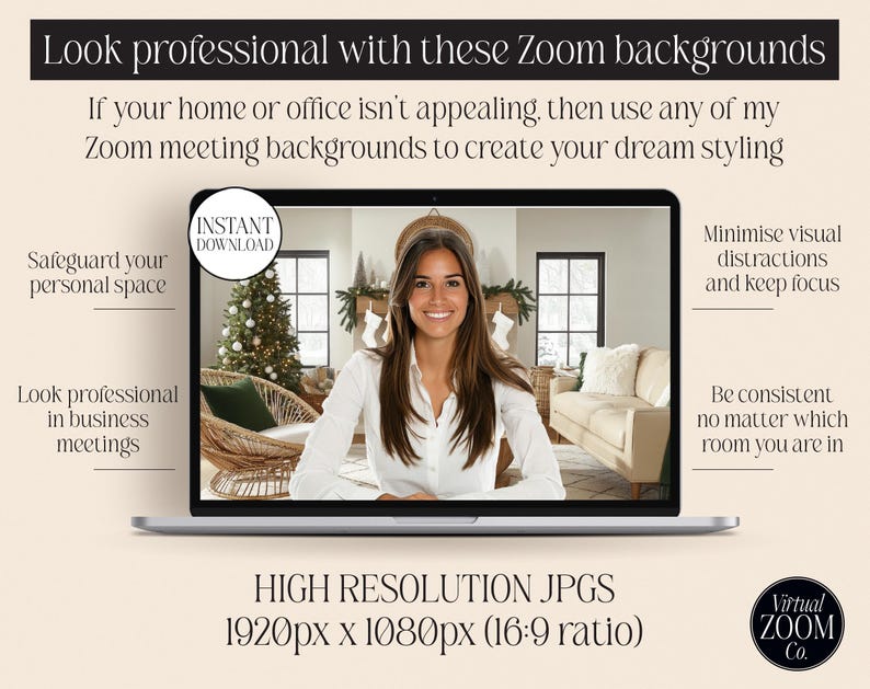 Zoom Background Winter Home Virtual Background Christmas Zoom Digital ...