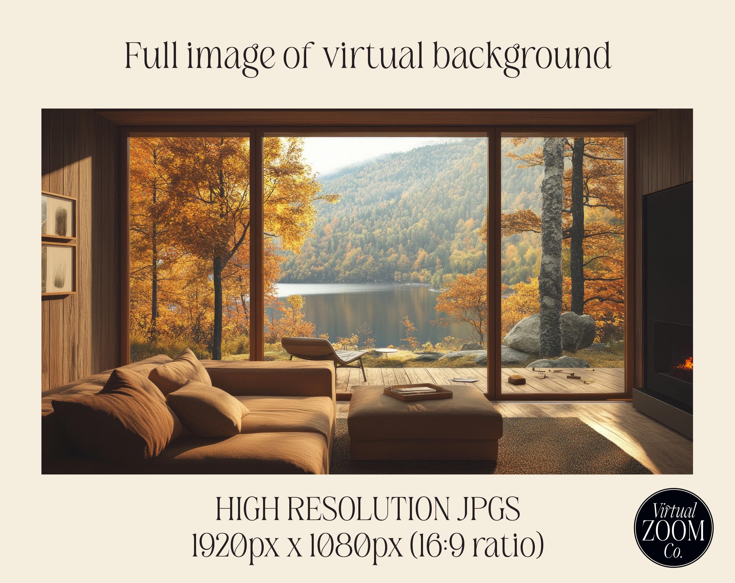 Zoom Background Rustic Lake Cabin Lake Mountains Virtual Background ...