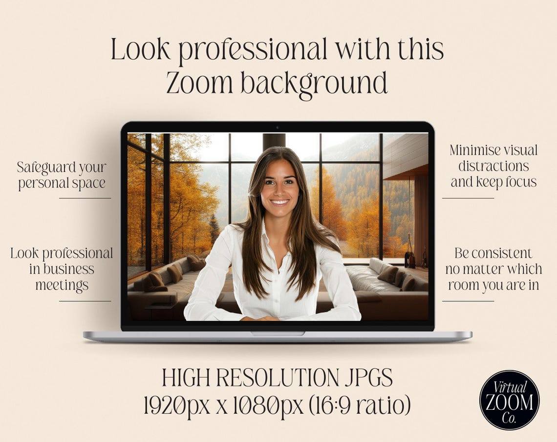 Zoom Background Fall Trees Backdrop Chalet Cabin With Fireplace Virtual ...