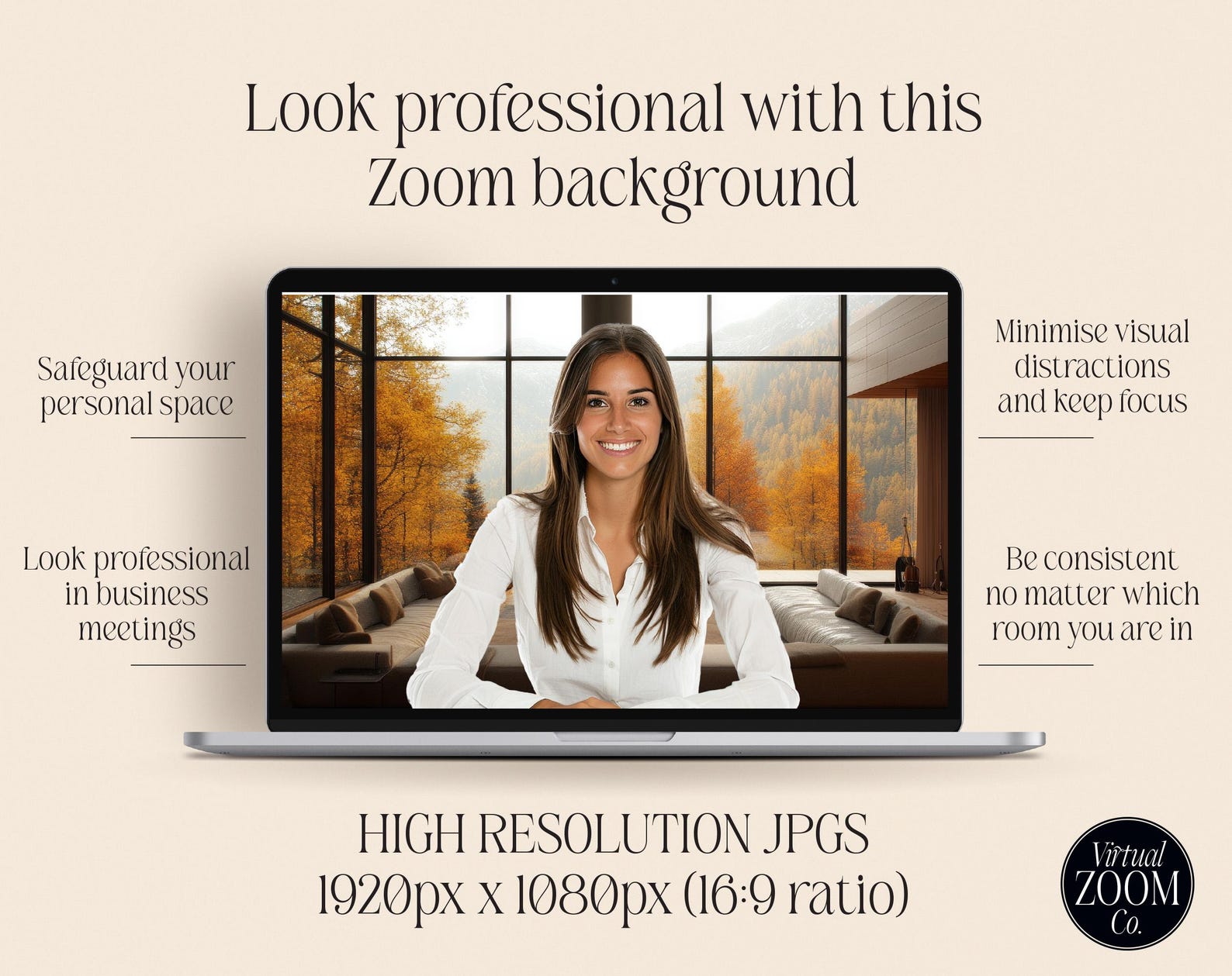 Zoom Background Fall Trees Backdrop Chalet Cabin With Fireplace Virtual ...