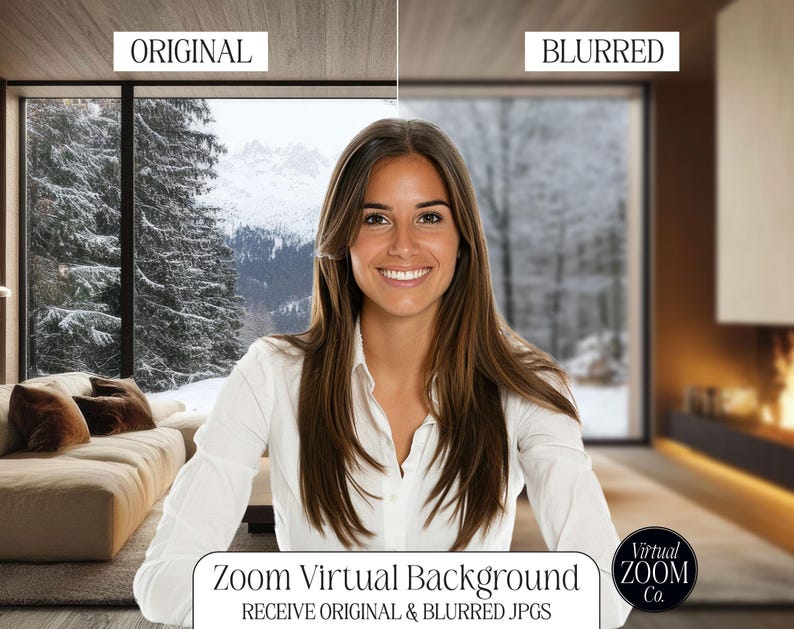 Zoom Background Winter Home Virtual Background Winter Digital ...