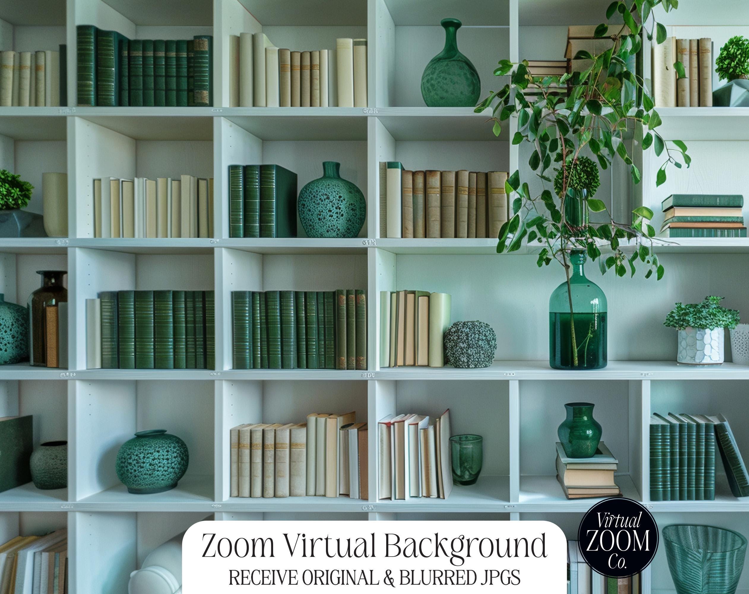 Zoom Background Green Bookshelf Green Virtual Background Bookshelf for ...