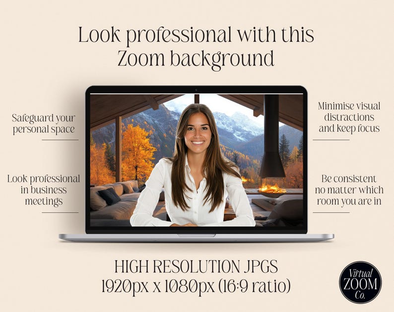 Zoom Background Chalet Cabin With Fireplace Virtual Background Fall ...